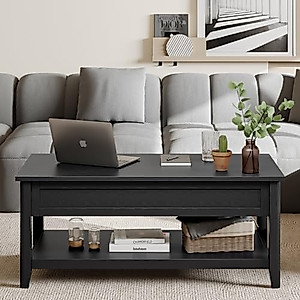 UpWiew Lift Top Coffee Table, 42x19x17 Inches Black