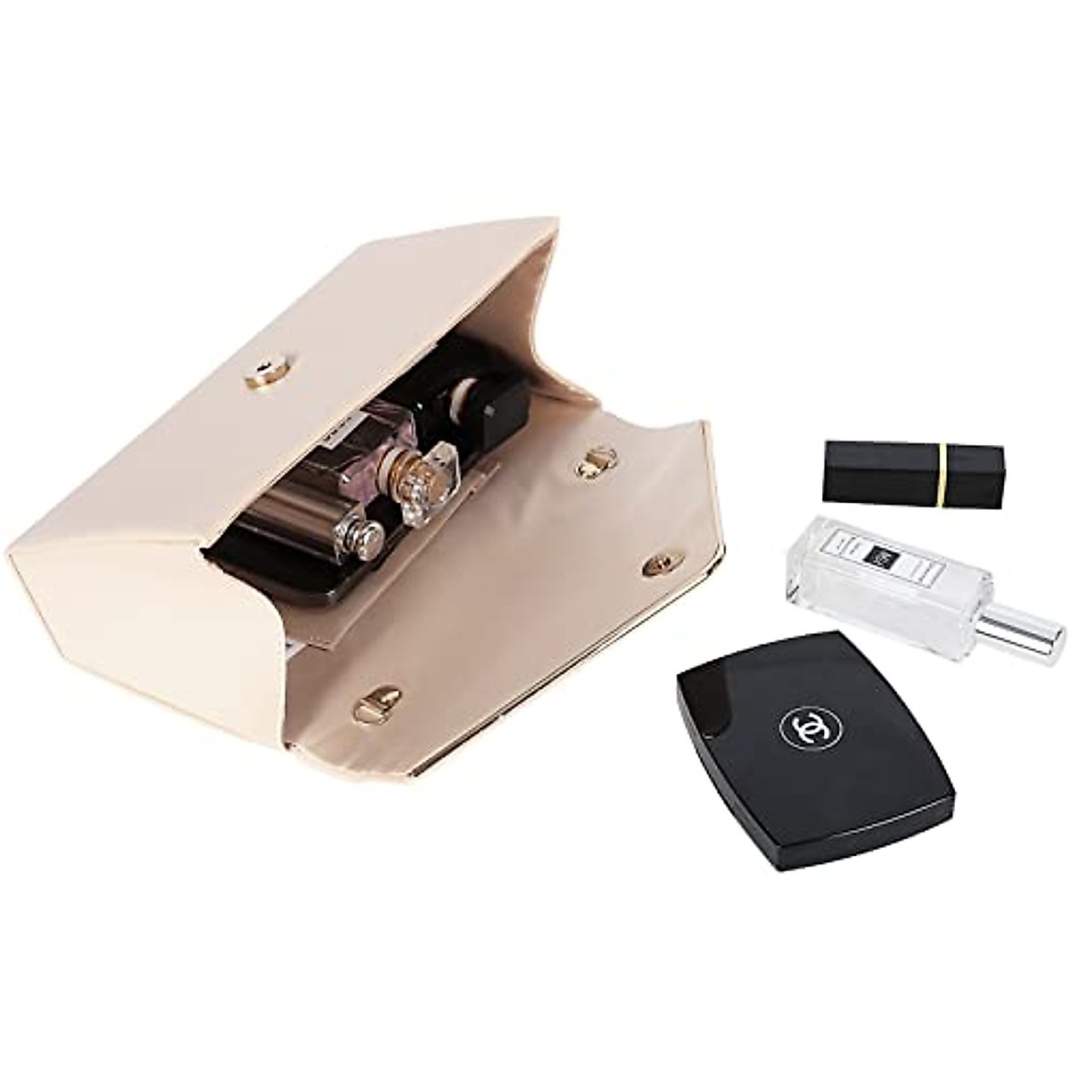 Vegan Leather Envelope Clutch Bag Classic Dressy Purse Foldover Evening Handbag Nude