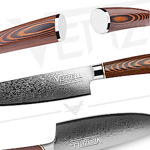 VENZELL Handmade 8 inch Chef Knife, 67-layer Damascus Stainless Steel Knife, HRC60±2 Professional Chopping Knife with Ergonomic PAKKA Wood Handle