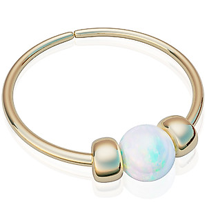 Tiny Gold Nose Ring – Fire White 2mm Opal Nose Piercing 14K Gold Filled Snug 7mm Hoop – Thin 24 Gauge Piercing Jewelry – Dainty Gift Ready Purchase