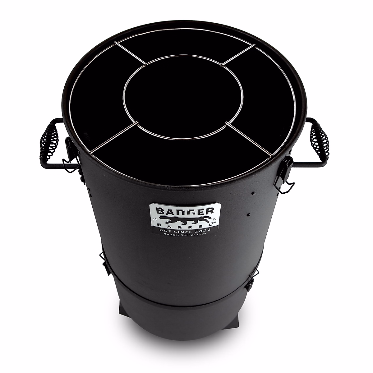 Badger Barrel BBQ - 16" Drum Style Smoker | 2-Tier BBQ Hibachi Grill | Includes 6 hooks, Hanging Rack, Grill Grate and More | Badgers Not Butterflies