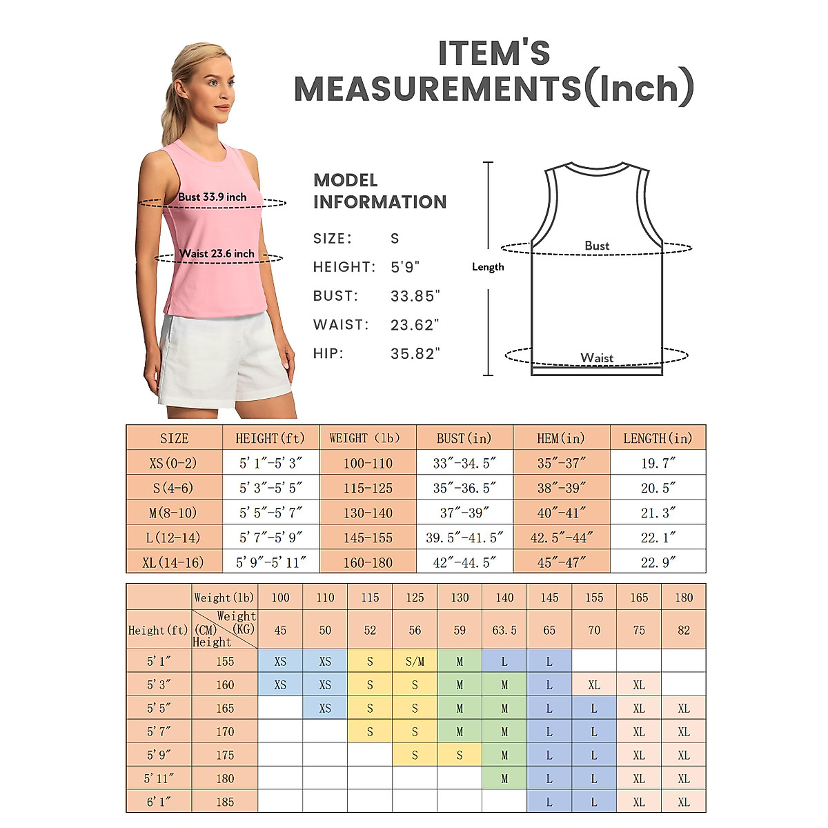 Hiverlay Workout Tank Tops for Women Sleeveless Athletic Cropped Tank Top Sports Gym Muscle Running Shirts Pink M