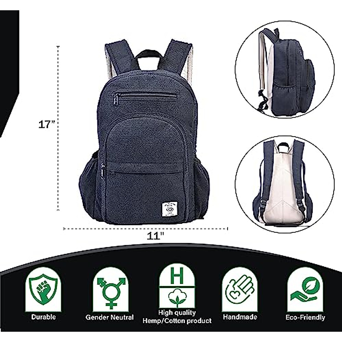 THE COLLECTION ROYAL Himalayan Hemp Cotton Hippie Boho Cloth Casual Bag Daypack Backpack