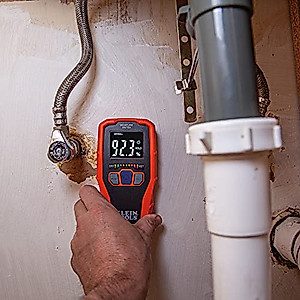 Klein Tools ET140 Pinless Moisture Meter for Non-Destructive Moisture Detection in Drywall, Wood, and Masonry; Detects up to 3/4-Inch Below Surface