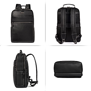 CLUCI Leather Backpack for Men 15.6 Inch Laptop Business Work Travel Casual Large Vintage Daypack Black