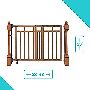 Summer Banister and Stair, Top of Stairs Baby Gate with Dual Installation Kit, Cherry Finish – 33” Tall, Fits Openings up to 32” to 48” Wide, Baby and Pet Gate for Doorways and Stairways