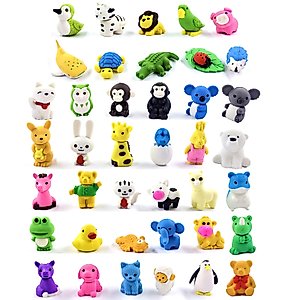 Animal Erasers Desk Pet 40 Pack 3D Animal Erasers for Kids Cute Fun Puzzle Erasers for Students School Supplies Prize Gifts Party Favors