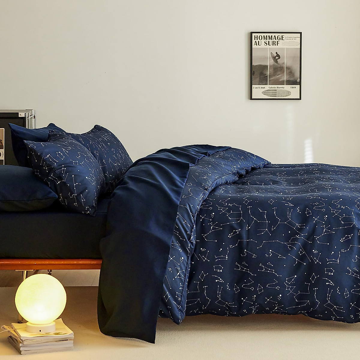 Wake In Cloud - Constellation Duvet Cover Set, Space Witchy Star Celestial Galaxy Astrology for Teen Kids Boys Girls, Soft Lightweight Bedding, 3-Piece, Navy Blue, Twin/Twin XL Size