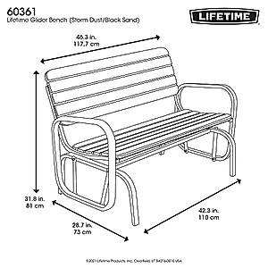 Lifetime Swing Glider Bench, Storm Dust