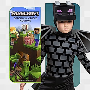 Disguise Minecraft Ender Dragon Costume for Kids, Video Game Inspired Character Outfit, Classic Child Size Medium (7-8) Black (105099K)