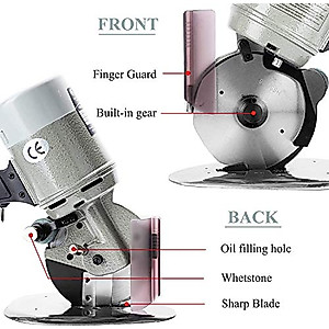 CGOLDENWALL YJ-125A Octagonal Electric Fabric Cutter Cloth Cutting Machine Electric Scissors for Cloth Textiles Paper Leather Rubber and Carpet With Sharpening Device & Blade Diameter 125mm 110V
