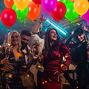 RUBFAC 120 Pcs UV Neon Balloons, Neon Glow Party Balloons UV Black Light Balloons Glow in the Dark for Birthday Decorations Wedding Glow Party Supplies Blacklight Reactive Fluorescent Balloons