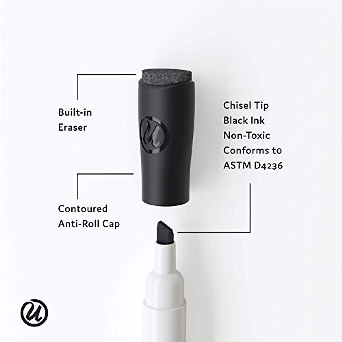 U Brands Magnetic Dry-Erase Board, 24 X 18 Inches, Black Wood Frame