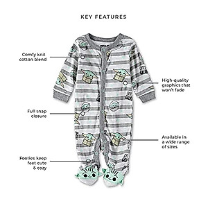 Happy Threads Star Wars Baby Boys One Piece Sleeper - Footed Baby Pajamas - Baby Boy Clothes - Footie Pajamas (Grey/Green/Brown, 6-9 Months)