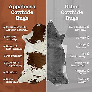 Appaloosa Cowhides Genuine Cowhide Rug - Natural Leather Hide Rugs for Living Room & Area Rug for Bedroom - Real Cow Hide Rug for Rustic Home Decor - Authentic 6'x8' Brown & White Collection