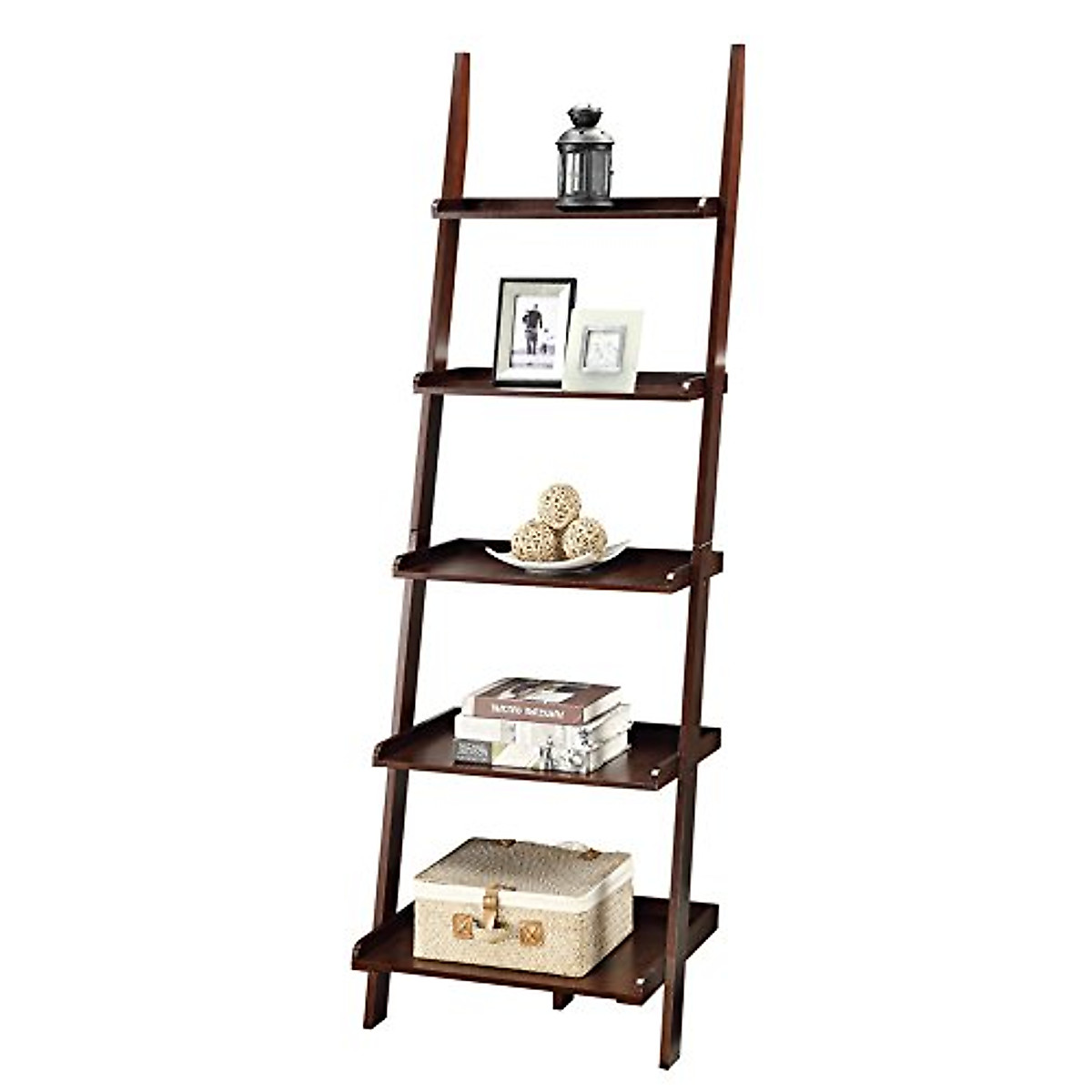 Convenience Concepts 5 shelves, American Heritage Bookshelf Ladder, Espresso, 72.75" x 25"