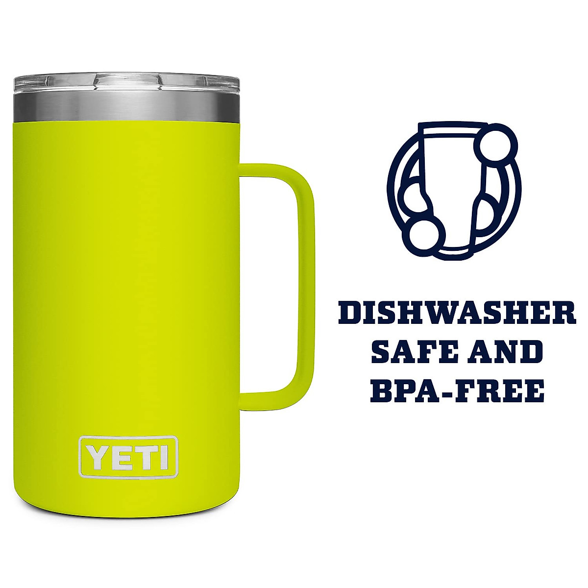 YETI Rambler 24 oz Mug, Vacuum Insulated, Stainless Steel with MagSlider Lid, Chartreuse