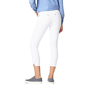 HUE Women's Ankle Slit Essential Denim Capri, White, Medium