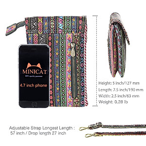 MINICAT Roomy Pockets Series Small Crossbody Bags Cell Phone Purse Wallet for Women(Upgraded National-Style)