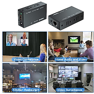 Bcrokory HDMI Extender Up to 60 Meters/196ft, 1080P HDMI Transmitter and Receiver, HDMI Ethernet Sender Repeater Over Singal RJ45 Cat5e/6/7 Ethernet LAN Cable, HDMI to RJ45/RJ45 to HDMI Transmission