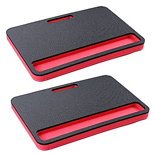 Polar Whale 2 Portable Knee Cushions Red and Black with Tool Pocket for Home Garden Work Automotive Workshop More Durable Thick Comfortable High Density Waterproof Foam 15 x 10 Inches Kneeling Pad