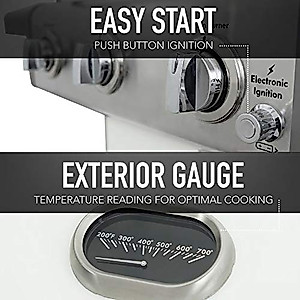 Kenmore 3-Burner Outdoor BBQ Grill | Liquid Propane Barbecue Gas Grill with Folding Sides, PG-A4030400LD-PE, Pedestal Grill with Wheels, 30000 BTU, Pearl White