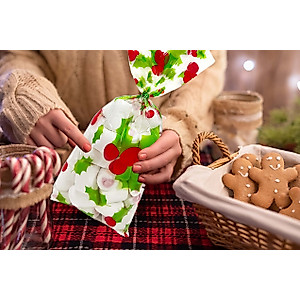 MISS FANTASY 160 Pack Christmas Cellophane Goody Bags with Twist Ties for Holiday Favors Treats Kids Xmas Treat 10.8'' x 4.9'' Small Bulk Plastic Treats Bag Christmas Cellophane Treat Bags