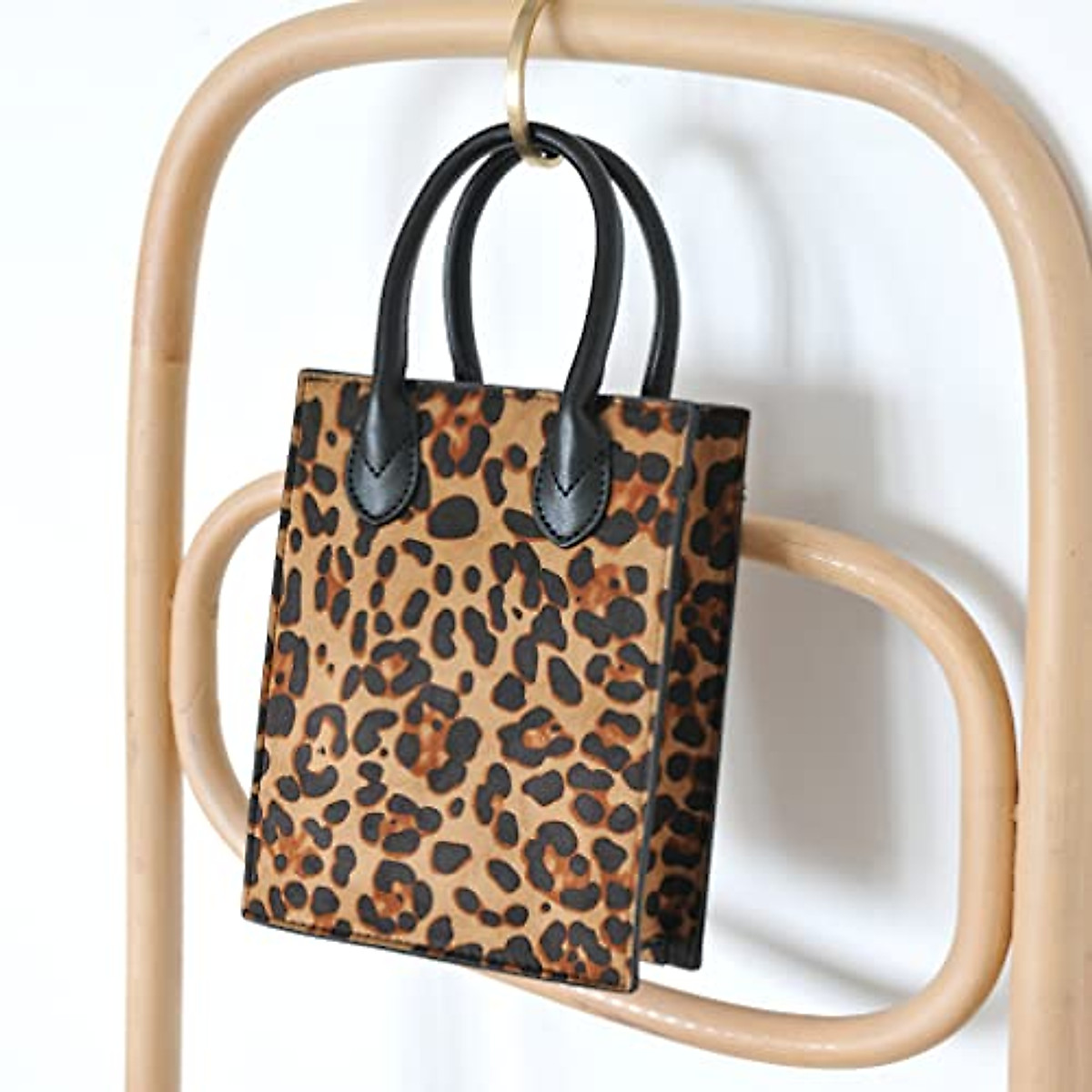 Leopard Print Shoulder Handbag Mini Tote Women Cross Body Bag Purse (Brown Leopard)