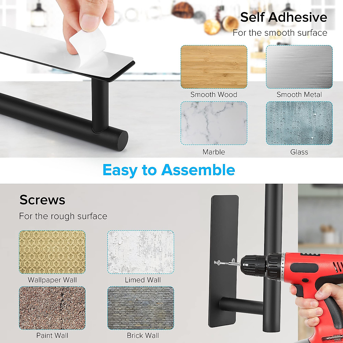 2nd Gen Paper Towel Holder Under Cabinet, [More Studry] Self Adhesive or Drilling Paper Towel Holder Wall Mount for Kitchen, RV, [Fit Mega Paper Towel Roll] SUS304 Stainless Steel Paper Towel Rack