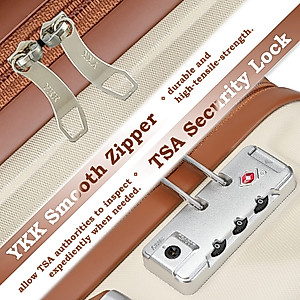 Somago- Hardshell Lightweight ABS Travel Luggage 20’’+24’’+28’’ Sets Suitcase with TSA Lock& 8 silent Swivel Wheels, Diamond Pattern Surface and YKK Zipper With 2 pcs Bags (Beige)