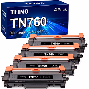 TEINO Remanufactured Toner Cartridge Replacement for Brother TN760 TN 760 TN730 to use with Brother DCP-L2550DW MFC-L2710DW MFC-L2750DW HL-L2370DW HL-L2395DW HL-L2350DW (Black, 4 Pack)