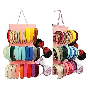 JOYMOMO Hanging Headband Holder for Girls,Felt Headband Organizer Headband Storage Holder Organizer for Headband (Without Headbands) (Pink)