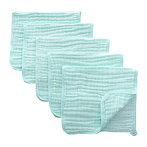 Muslin Burp Cloths - Baby Burp Cloth Sets for Unisex. 5 Pack Large Perfect for Newborn Baby Burping Cloths/Burp Bibs. Baby Burping Rags for Boys and Girls (Green)