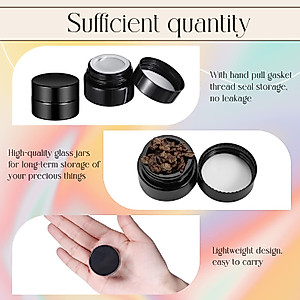 50 Pcs 5 ml Thick Glass Jars with Lid Black UV Protection Glass Bottle Cosmetic Containers Reusable 5g Jars for Lotion Lip Balm Makeup Wax Cosmetics Powder Supplies