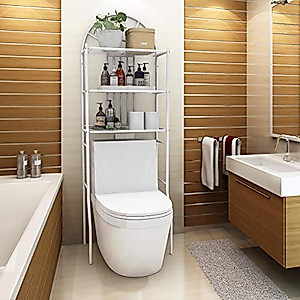 Tangkula Bathroom Space Saver, 3-Tier Over The Toilet Storage Rack, Bathroom Organizer with Metal Frame Shelf for Home Bathroom Laundry, 23.5 x 10.5 x 68 Inches, White