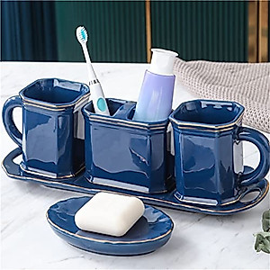 CZDYUF Mouthwash Cup six-Piece Set Nordic Ceramic Household wash Cup Couple Tooth Brushing Cup Tooth Cylinder Tray Set