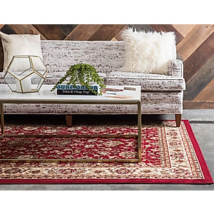 Unique Loom Sialk Hill Collection Area Rug - Washington (4' 1" x 6' 1" Rectangle Burgundy/Cream)