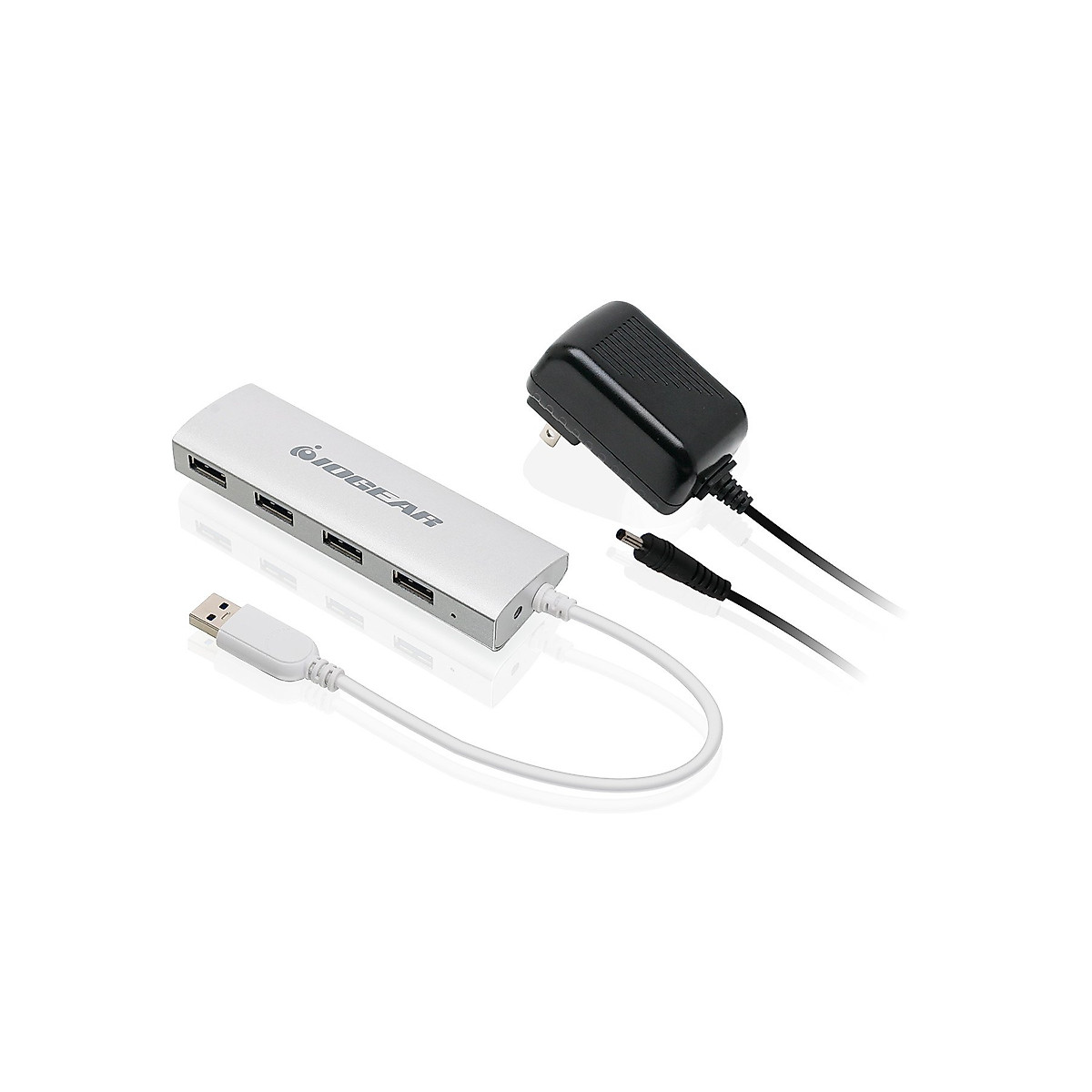 IOGEAR Powered 4 Port USB 3.0 Hub - 1 USB 3.0 In - 4 USB 3.0 Out - 5Gbps Data Transfer Rate - Compatible with Mac and Win - Aluminum Housing - GUH304P