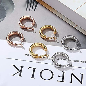 sovesi Chunky Hoop Earrings for Women with 925 Sterling Silver Post, 14K Gold Plated Thick Hoops, 30mm