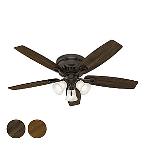 Hunter 52 inches Bronze Traditional Ceiling Fan with Swirled Marble glass Light Kit (Renewed)