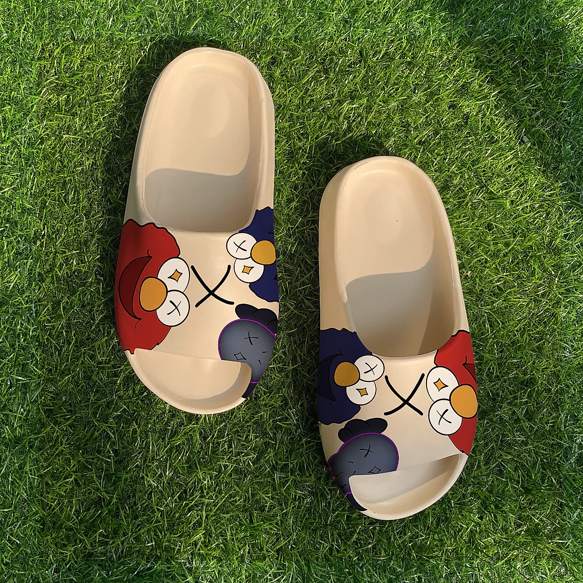 ibnsdoy Cloud Cushion Slides EVA Pillow Slippers Cute Graffiti Slides House Shoes Non-Slip Thick Soft Platform Slide Sandals For Women Men Unisex Massage Shower Bathroom Slipper For Spa Gym Home