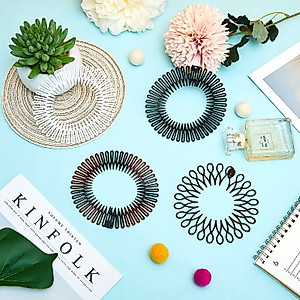 WILLBOND 14 Pcs Full Circular Stretch Comb Headbands Flexible Plastic Circle Hair Comb Circular Tooth Headband Plastic Hair Hairband Holder for Women Girls Hair Accessories, 7 Styles(Lovely Color)