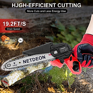 Mini Chainsaw Cordless, 6-Inch 21V Portable Electric Small Handheld Chain Saw,2Pack 2000mAh Rechargeable Battery Powered With Security Lock for Trees Branches Trimming Wood Cutting