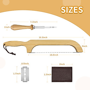 AmaCielo Bread Bow Knife, Bread Knife for Homemade Bread, 16.5 Inch Wooden Double-Sided Serrated Bread Slicer, Bread Cutter for Sourdough, Bagels, Baguettes, Premium Stainless Steel