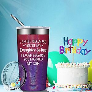 Grifarny Daughter in Law Gifts from Mother in Law - Mothers Day Christmas Birthday Gifts for Daughter in Law - Daughter-in-Law Tumbler Cup 20oz