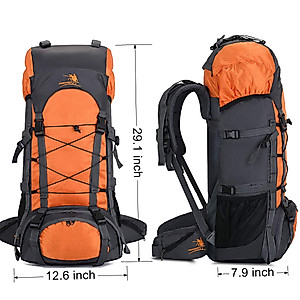 Bseash 60L Internal Frame Waterproof Hiking Camping Backpack with Rain Cover, Large Outdoor Sport Travel Daypack Rucksack