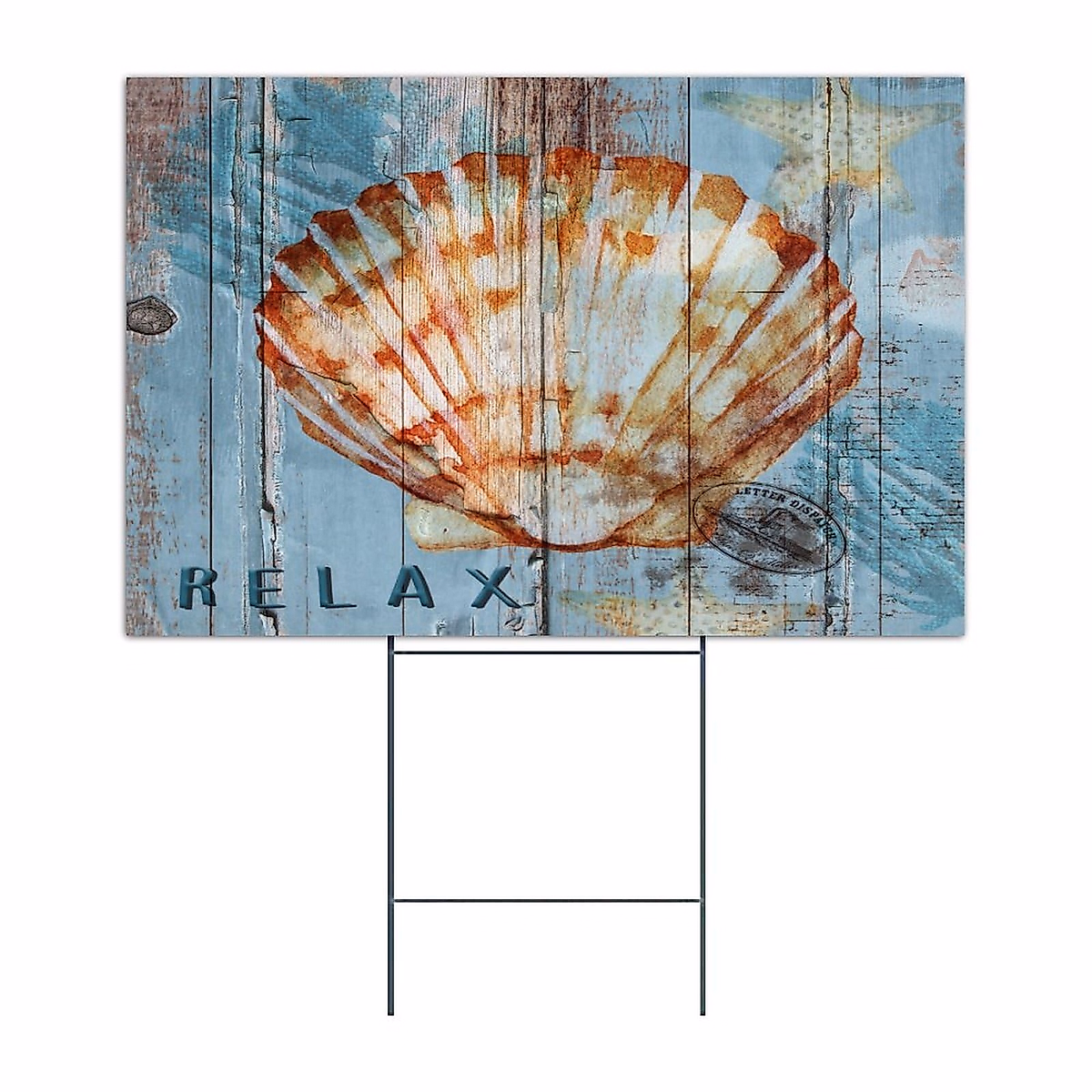 Nautical Beach Ocean Theme Underwater Shells Lawn Sign Lawn Yard Decorations for Construction 12x18 Inch Custom Yard Signs with Stakes Coastal Seascape Painting Metal Yard Lawn Sign for House Rent