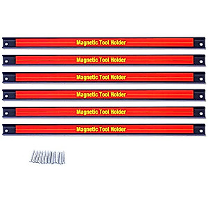 Goplus 6PCS 18" Magnetic Tool Holder, Magnetic Tool Holder Strip, Heavy Duty Magnetic Tool Bar,Space Saving Metal Tool Organizer Rack,Tool Magnet Bar for Workshop Garage Home(Mounting Screws Included)
