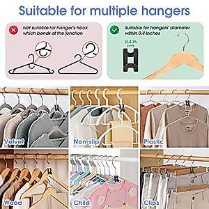 100Pcs Clothes Hanger Connector Hooks, Cascading Hangers Space Saving Plastic Hanger Hooks Space Saver Hanger Extender Clips for Velvet Wooden Plastic Metal Hangers Heavy Duty Clothes Closet, Black