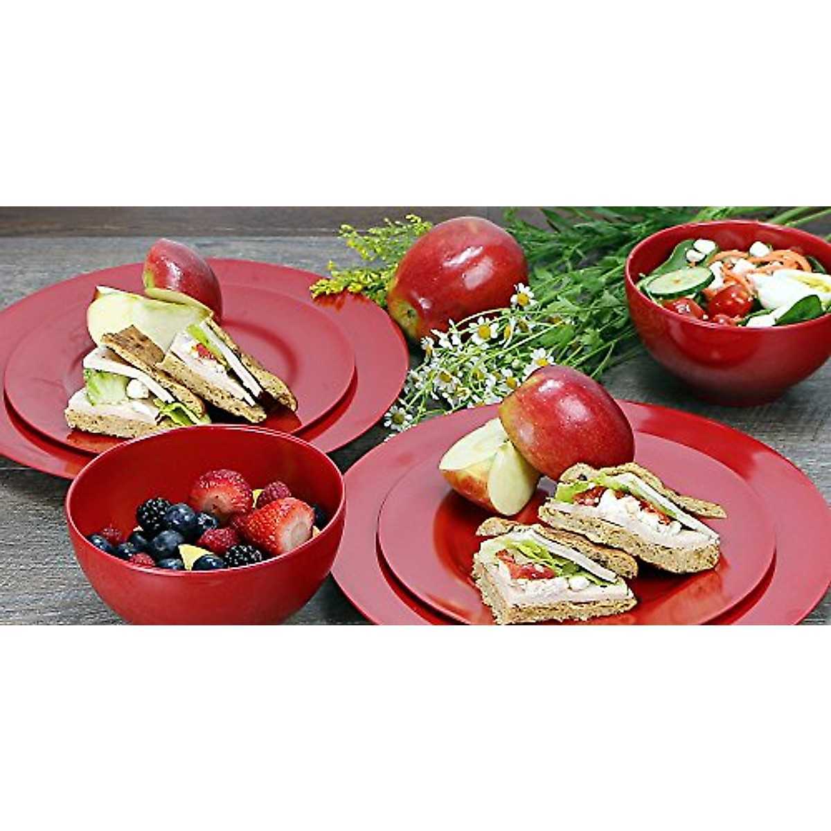 Calypso Basics by Reston Lloyd Melamine Dinner Plate, Set of 6, Red